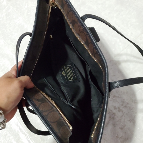 Coach | Bags | Coach Monogram Tote Bag Brown Black Bag | Poshmark